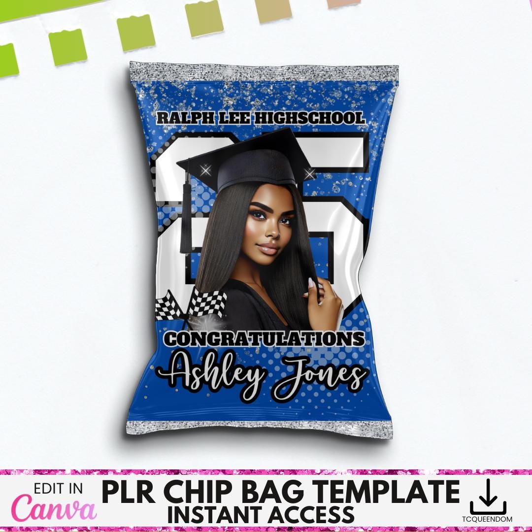 Graduation Chip Bag, Canva Party Favor, Party Favor, Chip Bag Template ...