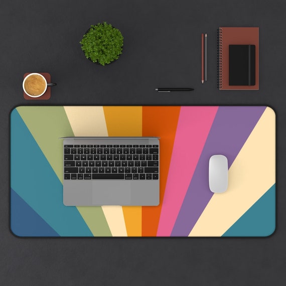 Abstract Desk Mat Retro Rainbow Deskmat Extra Large Mouse - Etsy