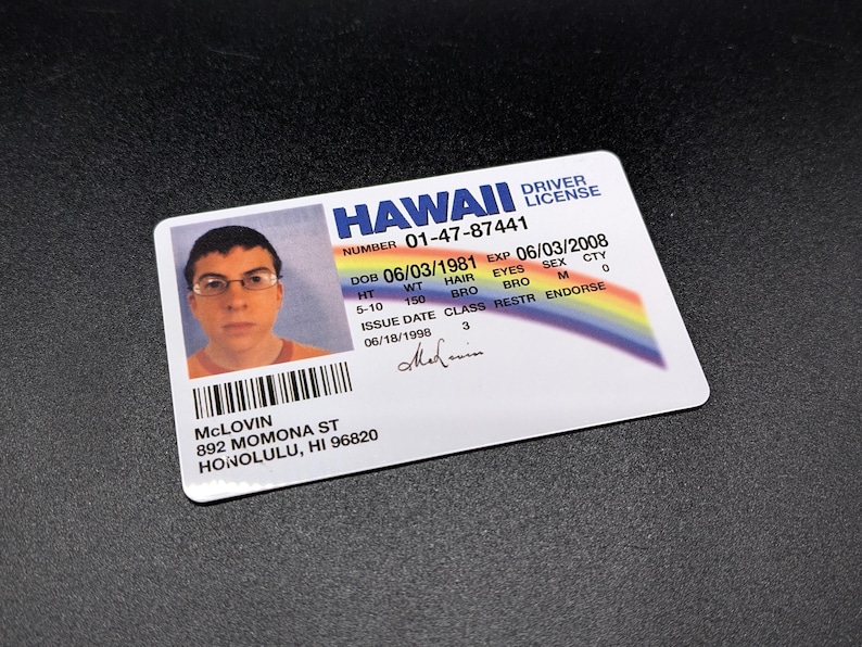 SUPERBAD - Mclovin Hawaii Prop Replica Fake ID Card From Movie - Most ...