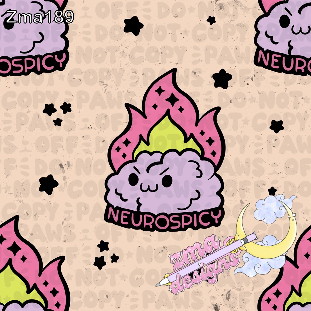 Neurospicy Brain Autism Awareness and Acceptance Seamless Design - Etsy