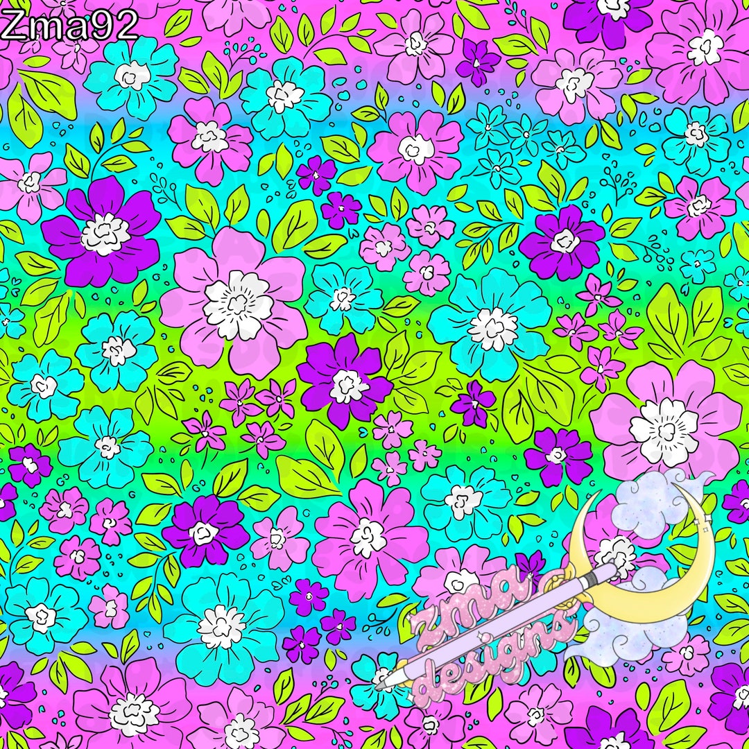 Spring Neon Floral Ombre Gradient - Etsy