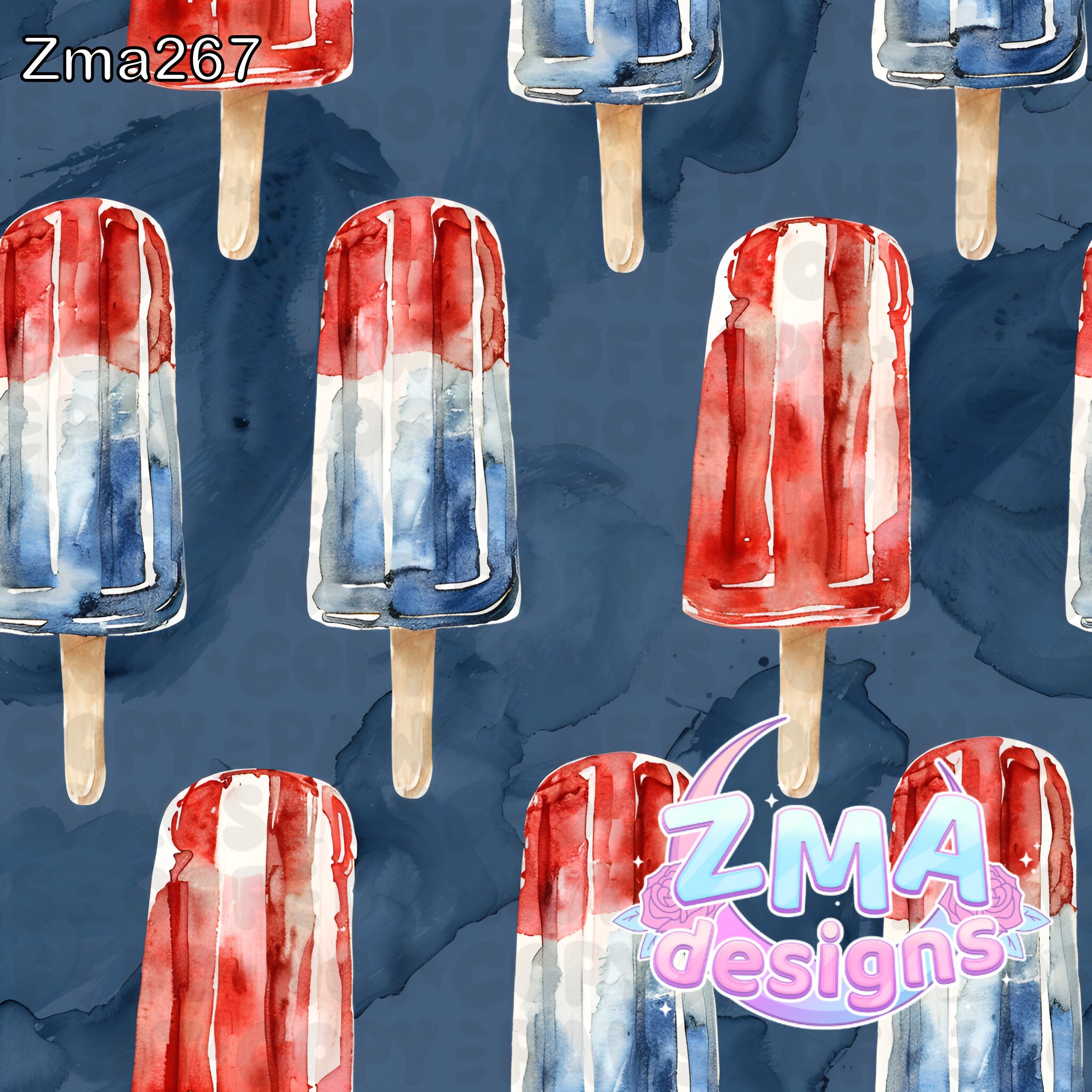 Watercolor Patriotic Bomb Pops Seamless Design - Etsy