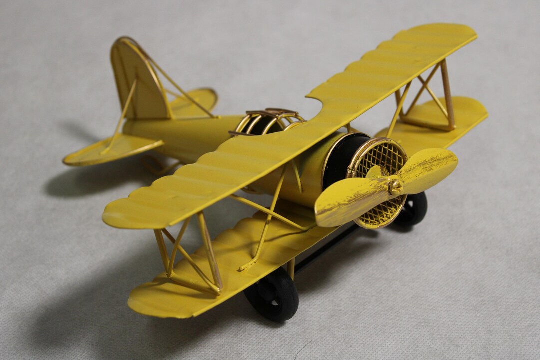 New Metal Bi-plane WW2 Inspired Yellow - Etsy