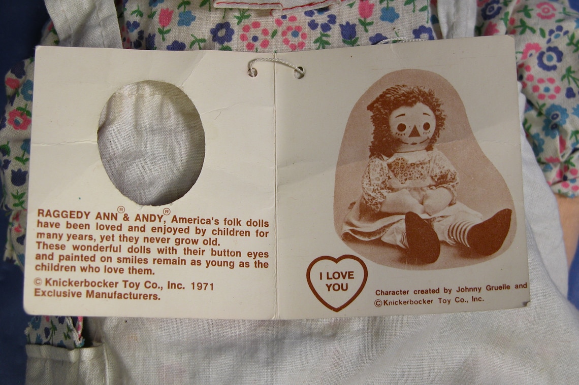 Vintage Original 1971 Raggedy Ann Doll, All Original Including Clothes ...