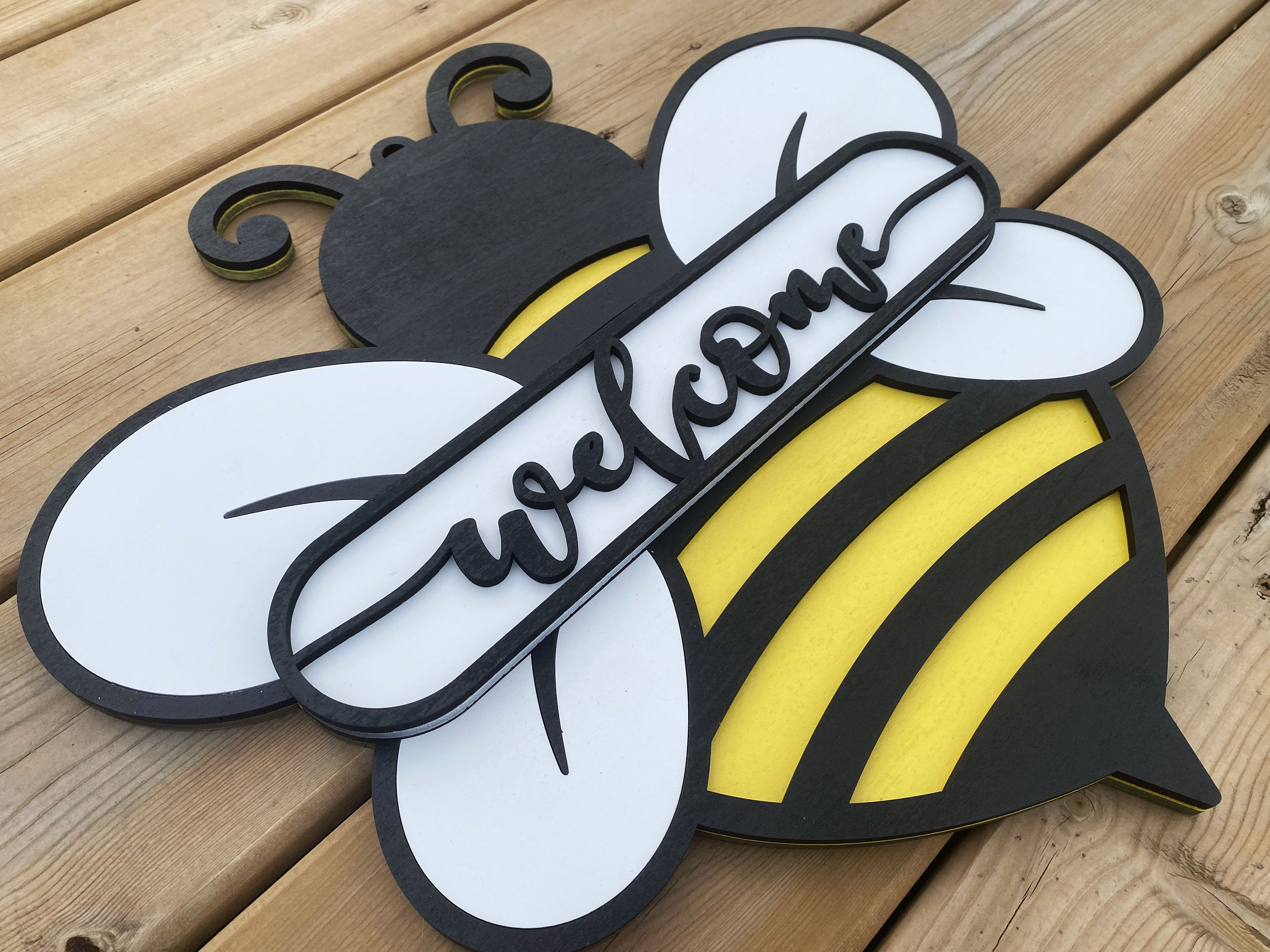 Bumble Bee Welcome Sign Porch Sign Door Hanger Gift for Mom - Etsy