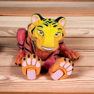 Articulated Tiger 3D Printed Fidget Toy Desk Decor, Pet Tiger Toy ...