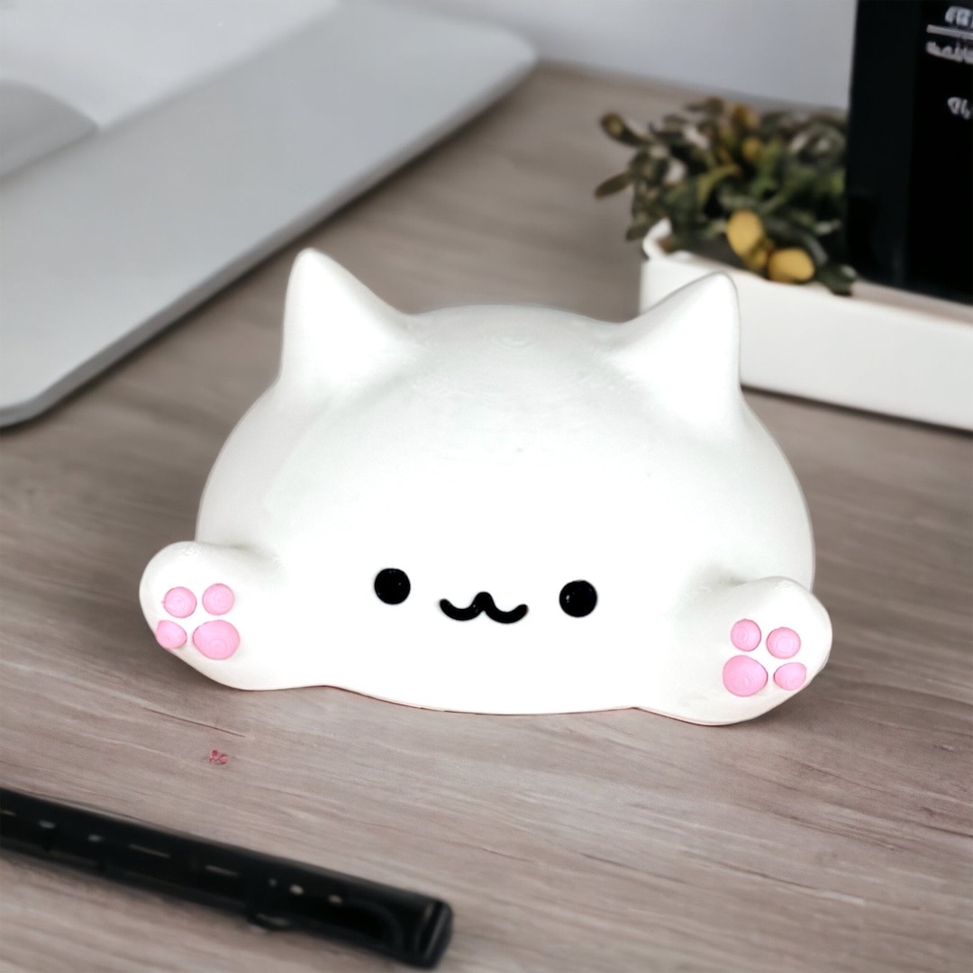 Japanese Bongo Blob Cat 3D Printed With Hidden Cavity Desk Shelf Decor ...