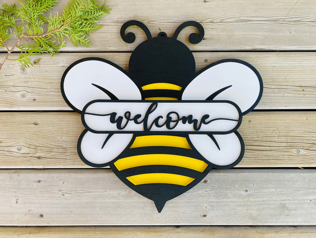 Bumble Bee Sign Door Hanger, Welcome Sign, Bee Decor, Gift Idea - Etsy