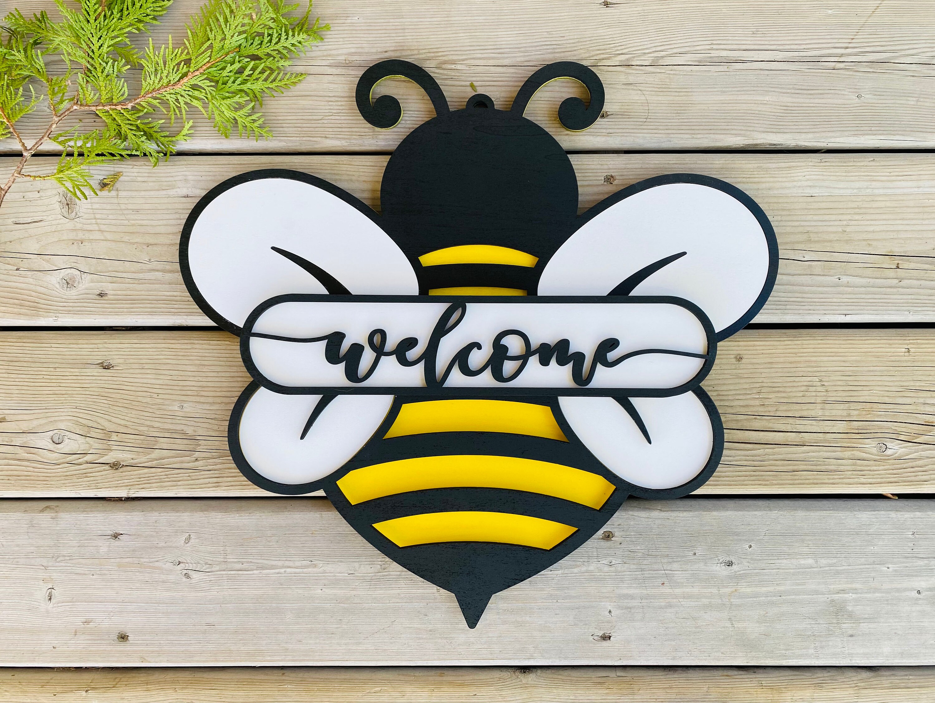 Bumble Bee Welcome Sign Porch Sign Door Hanger Gift for Mom - Etsy