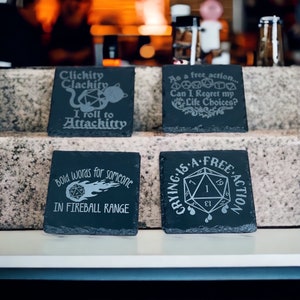 Engraved Dnd Slate Coaster Quips Tabletop RPG Dnd Decor - Etsy