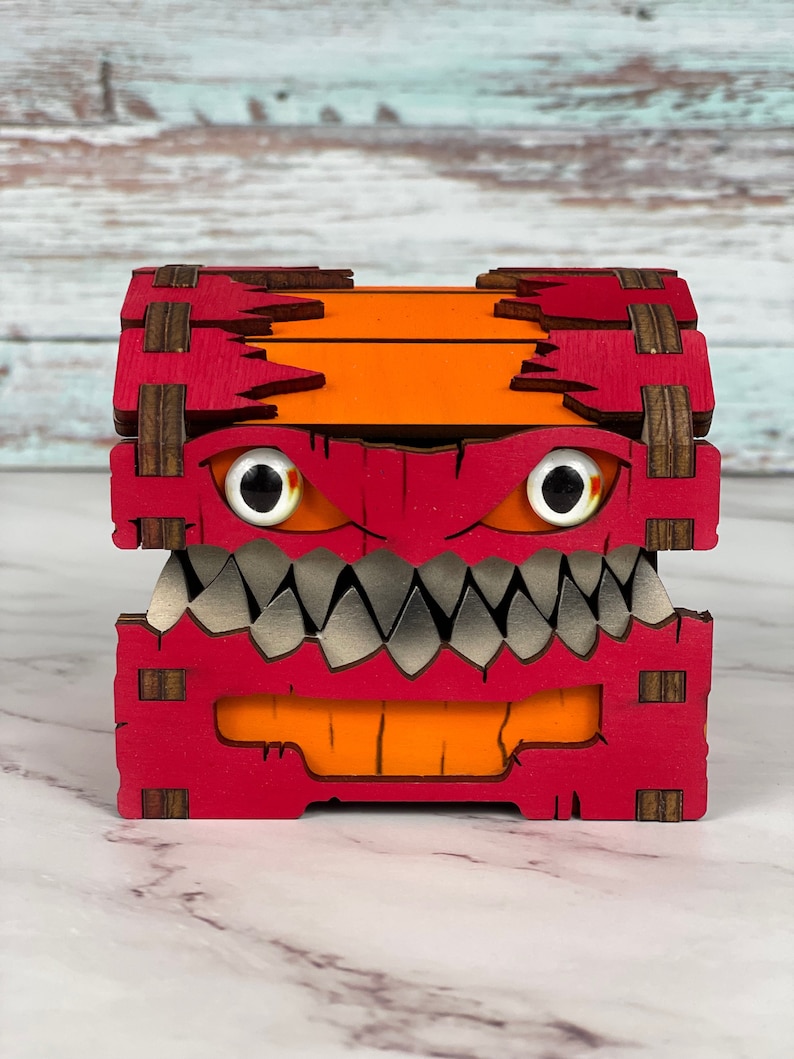 Wooden Mimic Treasure Chest Dice Box Dnd-gift-jewelry Box - Etsy
