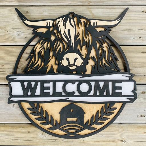 Handcrafted Wooden Highland Cow Door Hanger Cow Decor - Etsy