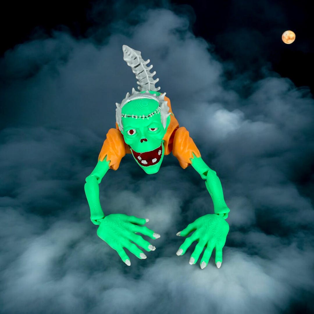 Flexi Zombie Fidget Toy - 3D Printed Horror Fun - Spooky Articulated ...