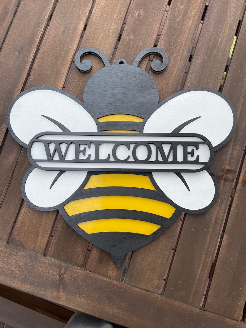 Bumble Bee Sign Door Hanger Welcome Sign Bee Decor Gift - Etsy