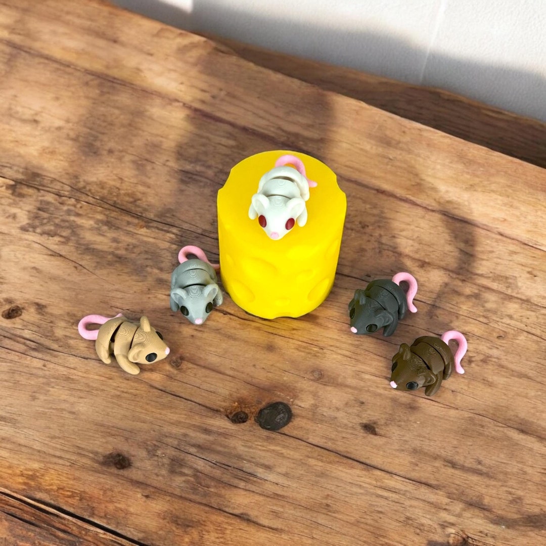 Tiny Mouse Fidget Toy With Optional Cheese Container Stress Relief Toy ...