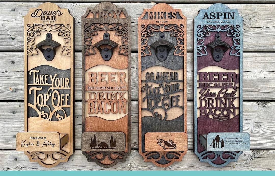 Personalized Bottle Opener With Catch Box Wall Mounted Bar Gift for ...