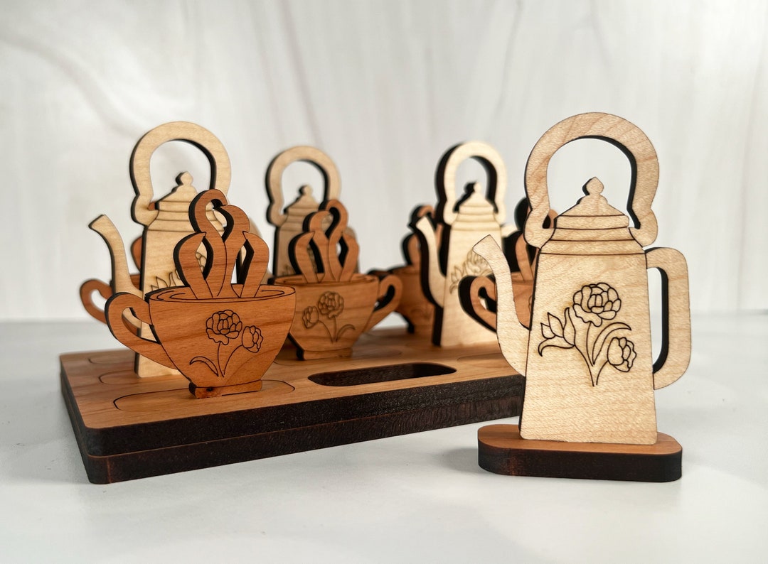 Tea Themed Tic Tac Toe Game Handmade Wooden Game Teacup & Teapot Game ...