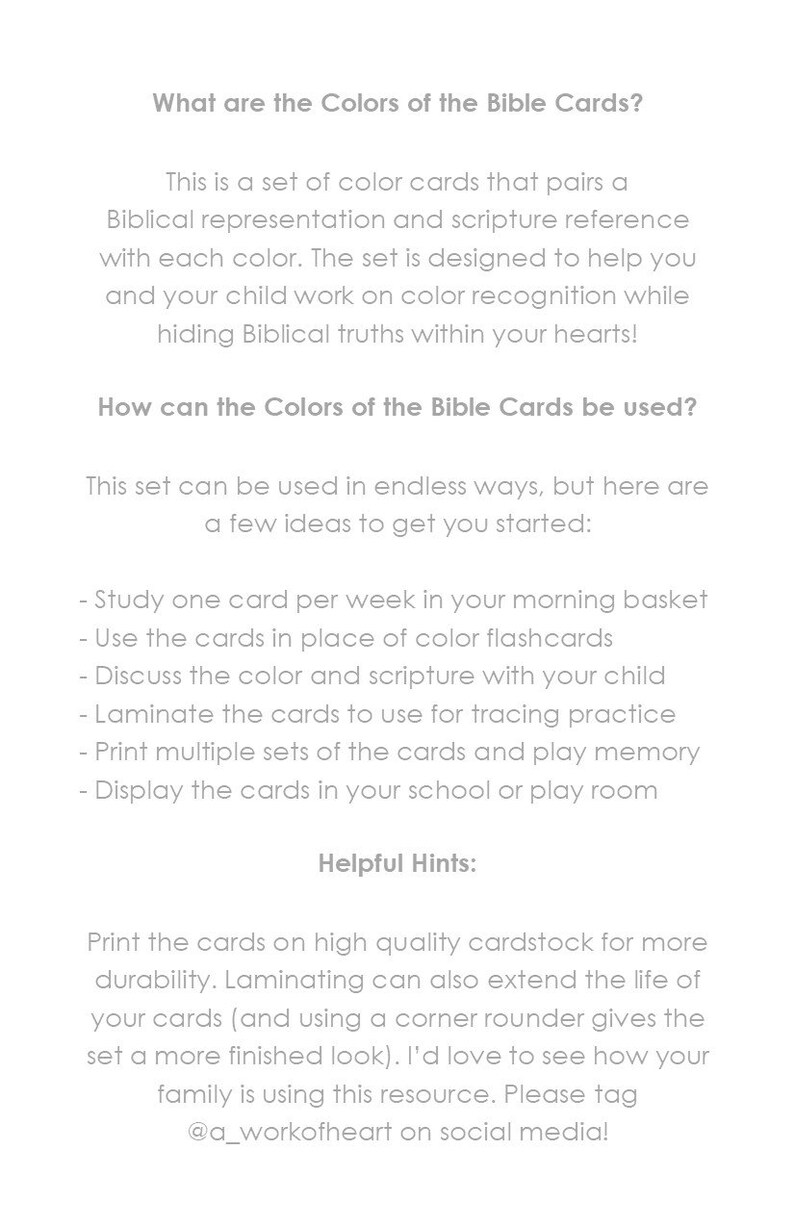 Colors of the Bible Printable | Scripture Memory Verses for Kids Wall ...