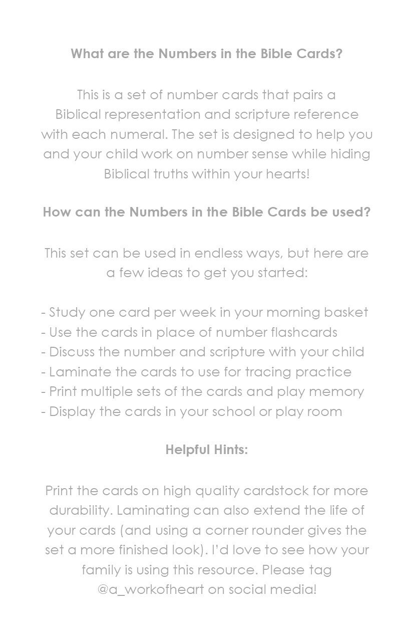 123 Numbers in the Bible Printable | Scripture Memory Verses for Kids ...