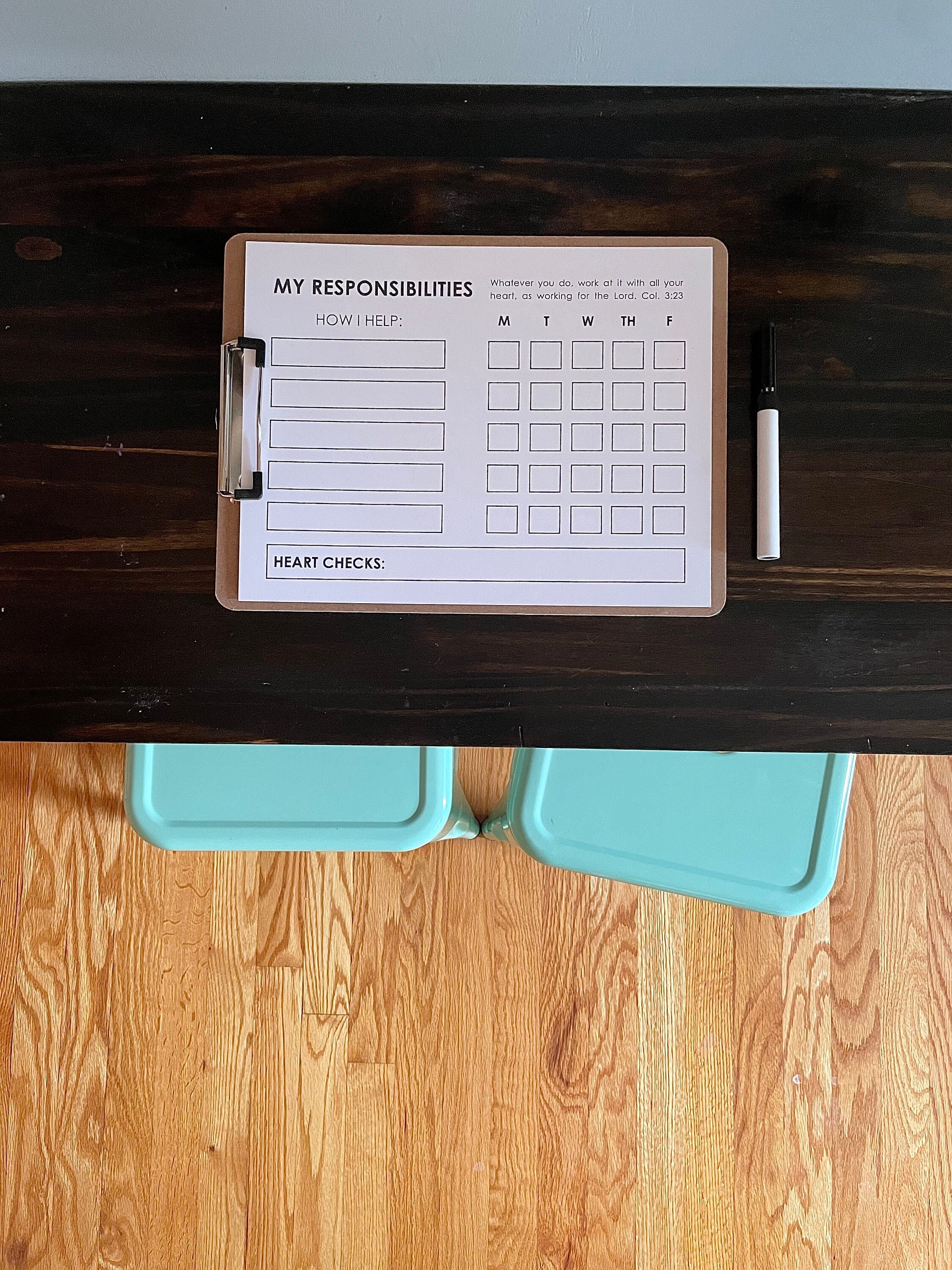 Responsibility Chart Printable | Chore Chart for Kids | Daily Jobs ...