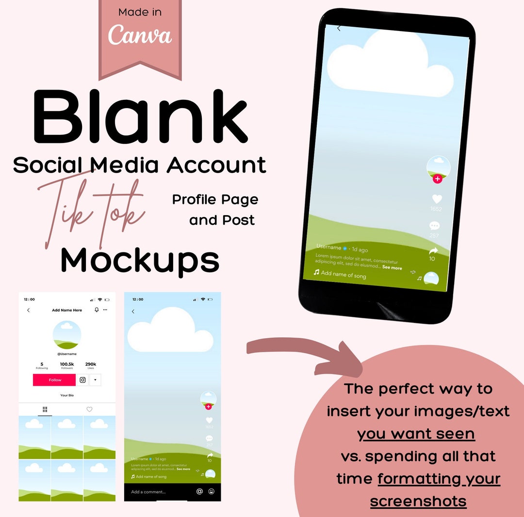 Social Media Mock up Templates. Tiktok Mockups. Tik Tok Page Canva ...