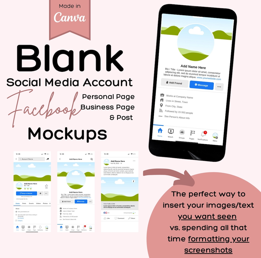 Social Media Mock up Templates. Facebook Mockups. Facebook Page Mockup ...