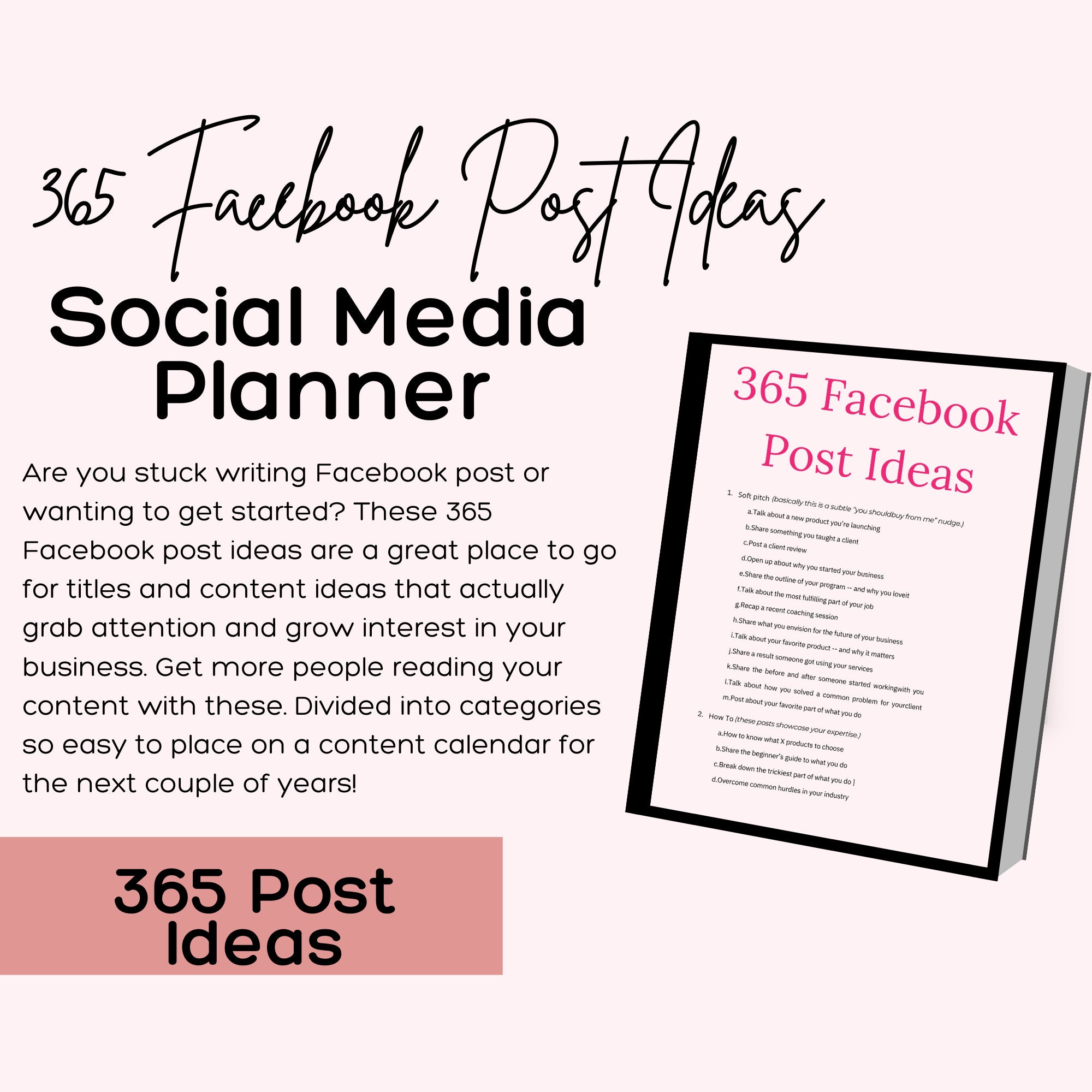 365 Facebook Post Ideas Topics. 1 Year Facebook Post Templates ...