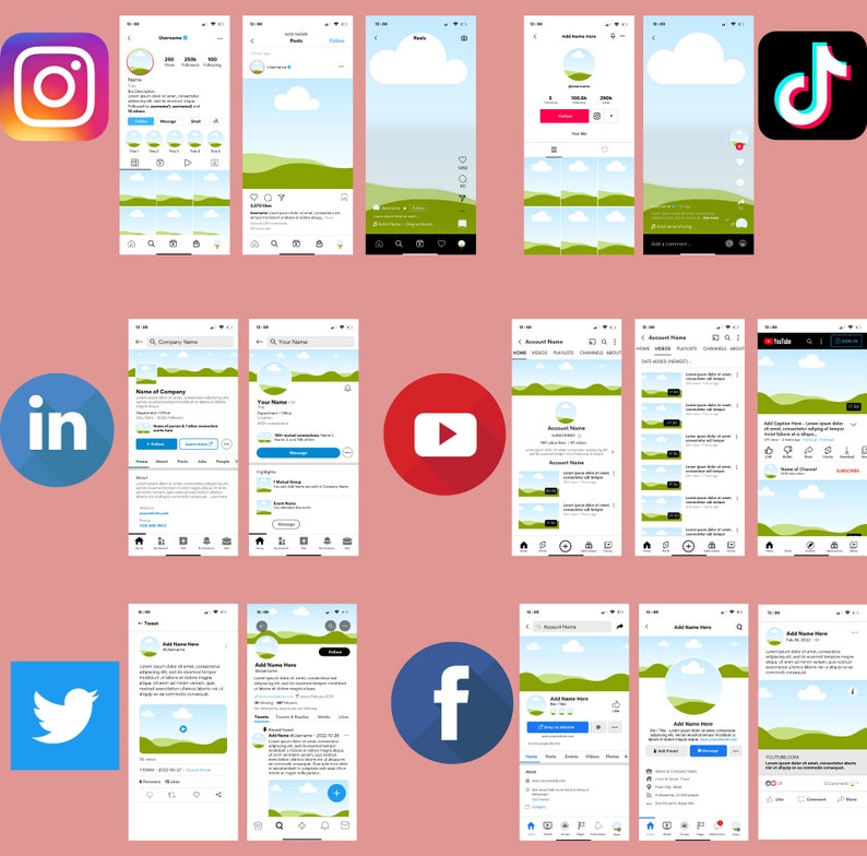 Social Media Mockups. Mockup Templates. Editable Social Media Post ...