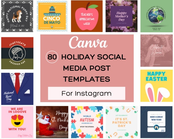 2025 Holiday Instagram Post Templates | Holiday Post Templates ...