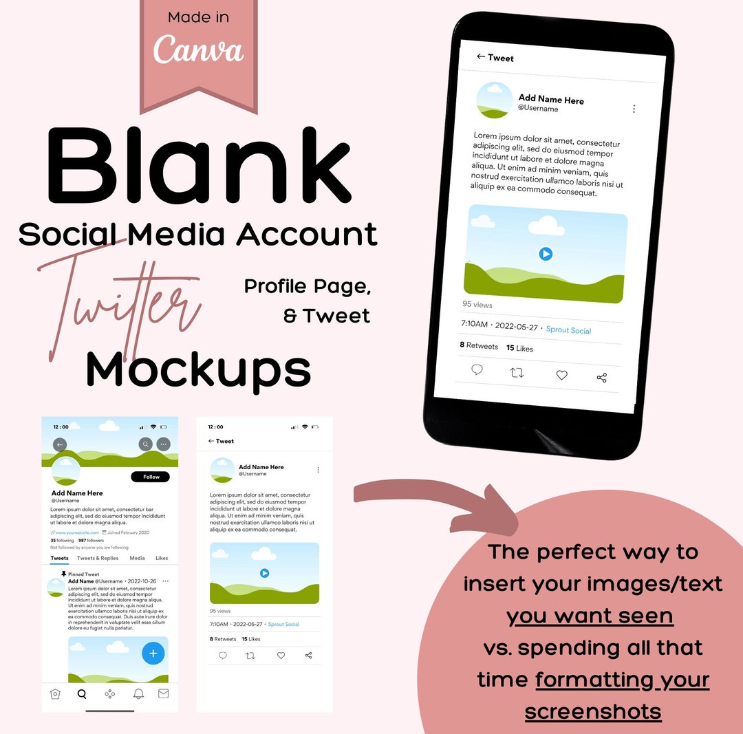 Social Media Mock up Templates. Twitter Mockups. Twitter Page Canva ...