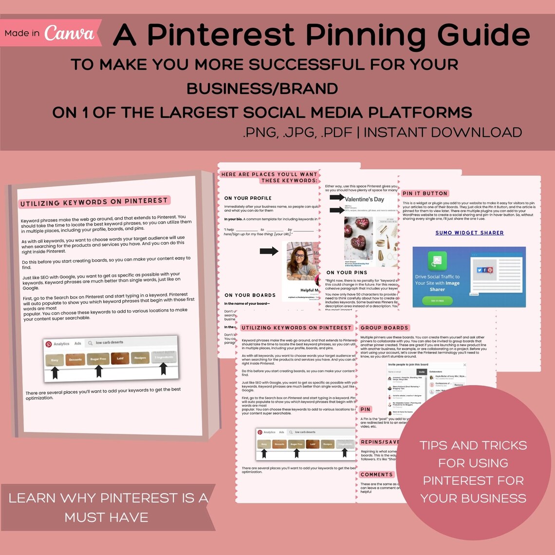 How to Use Pinterest Guide. Canva Pinterest Pinning Workbook. Pinterest ...
