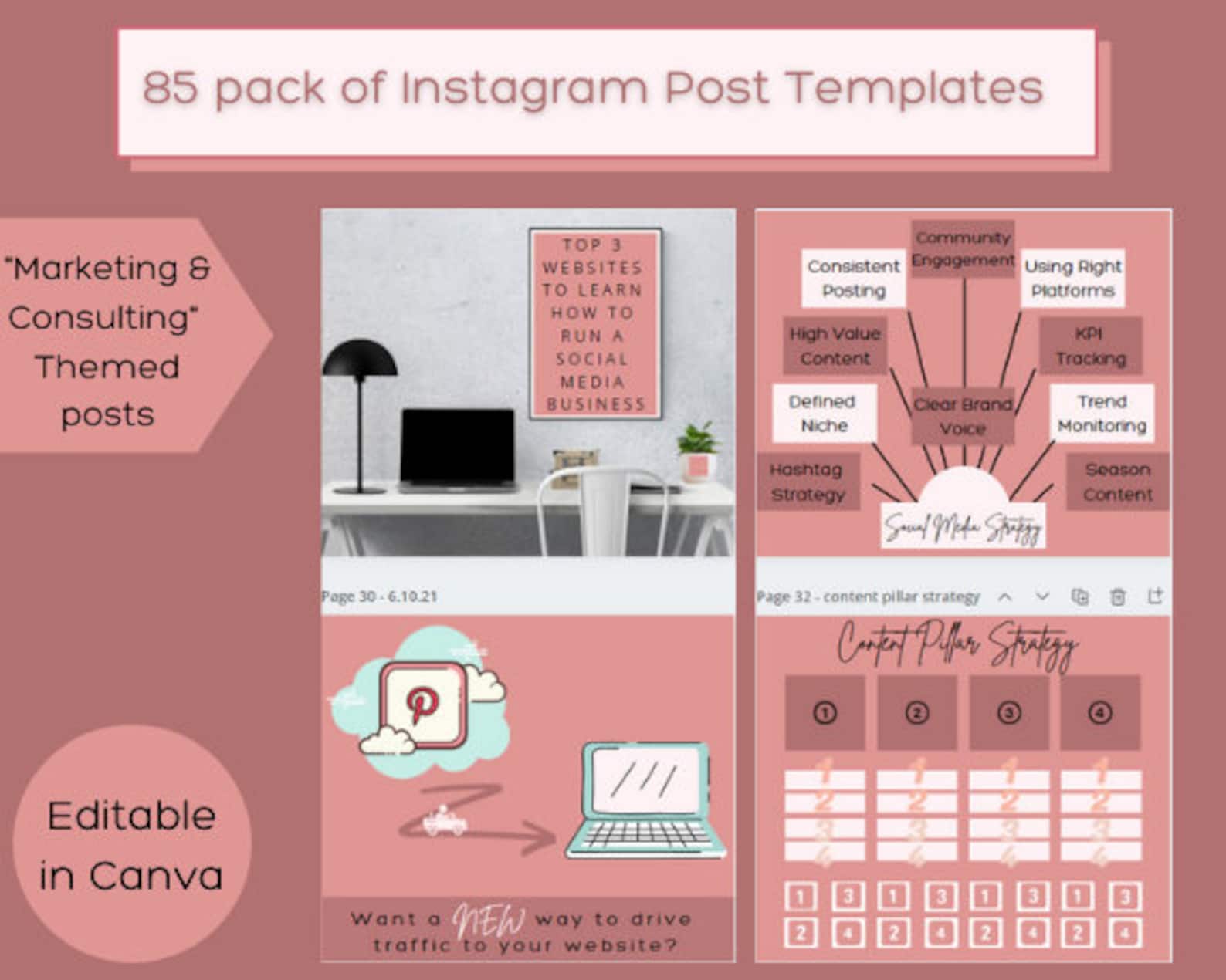 85 Instagram Post Templates for Marketing and Social Media - Etsy