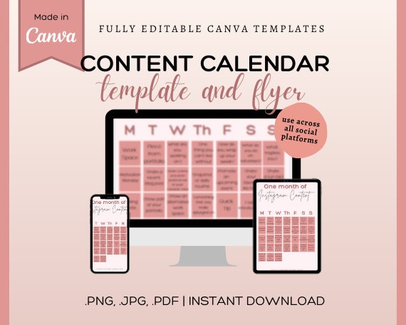 30 Instagram Post Ideas. Instagram Content Calendar Template. - Etsy