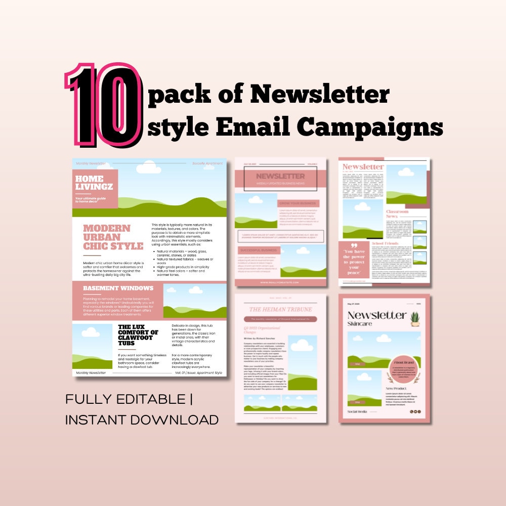 Email Newsletter Templates, Editable Campaign Designs (digital Download ...