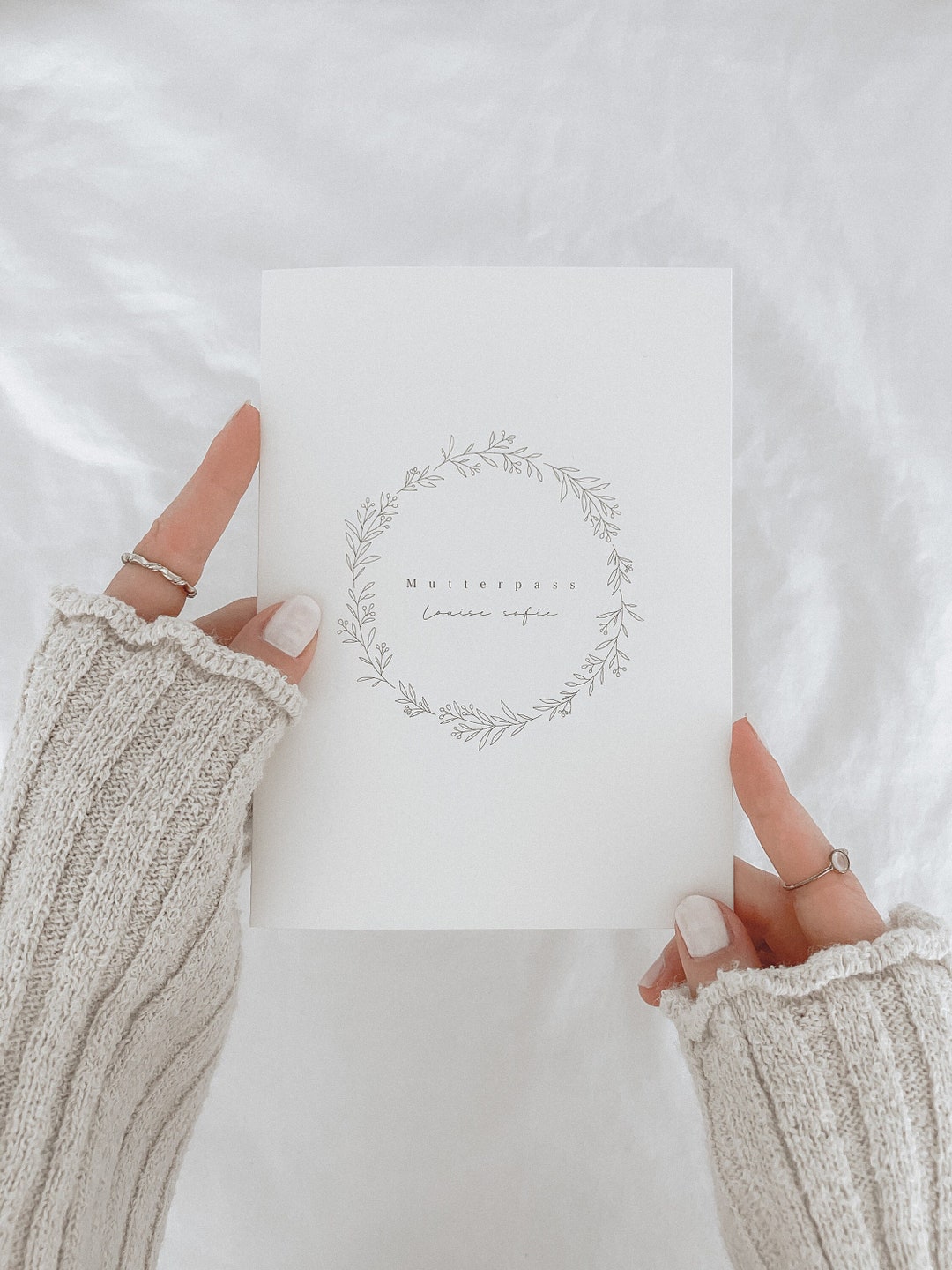 Personalized Maternity Record Book Cover With Name and Floral Wreath ...