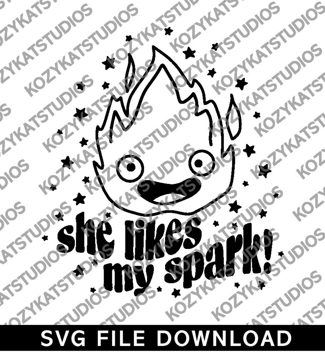 Howl's Moving Castle, Calcifer, She Likes My Spark, SVG Digital ...