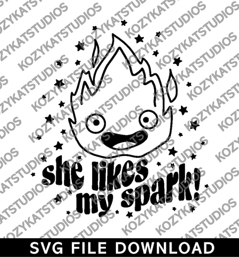 Howl's Moving Castle, Calcifer, She Likes My Spark, SVG Digital ...