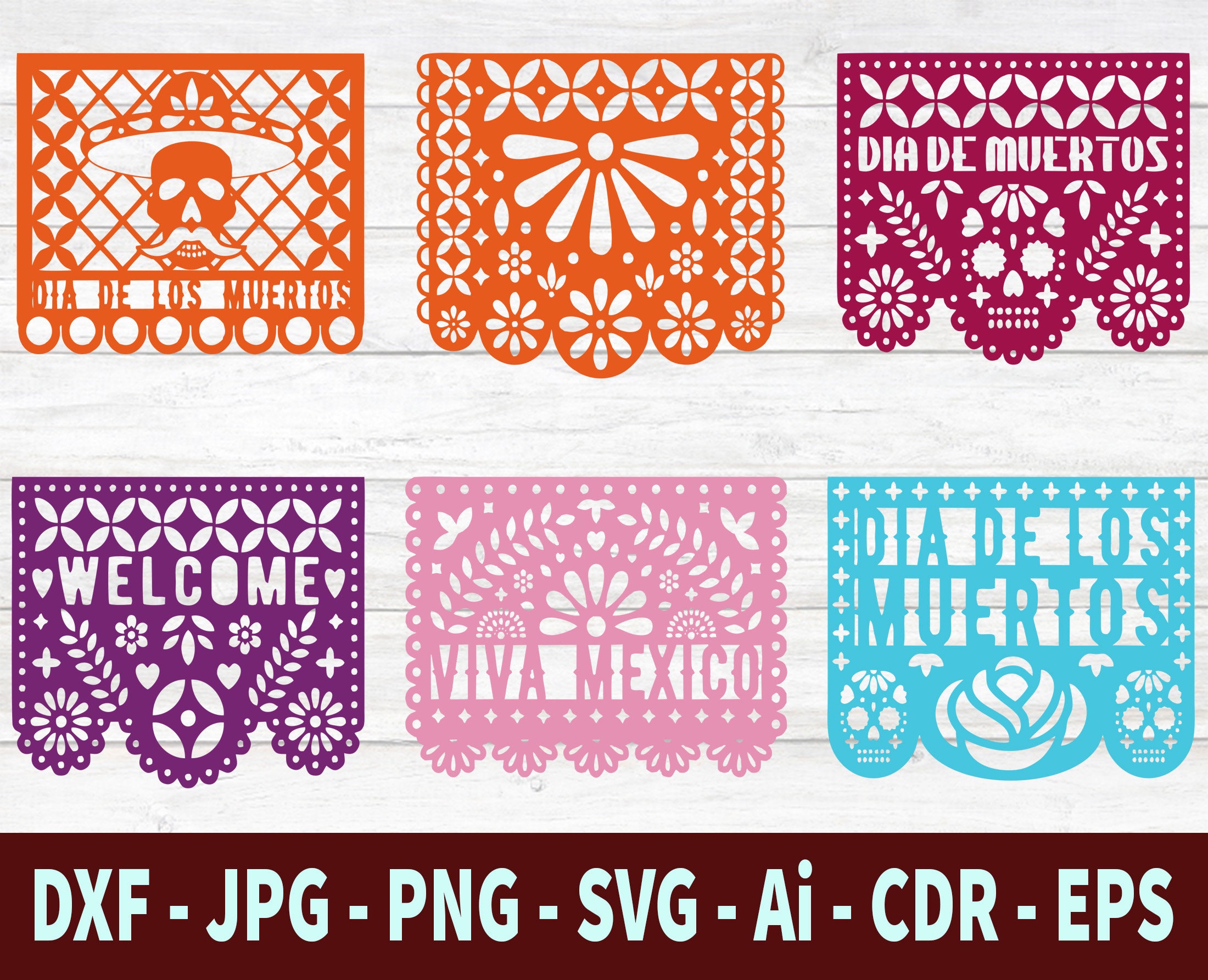 Papel Picado Clipart Mexican Bunting Banner Fiesta Bunting - Etsy