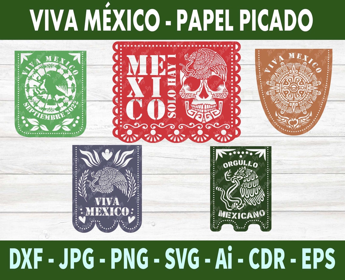 PAPEL PICADO SVG Viva México Svg Paquete Papel Picado Svg - Etsy México