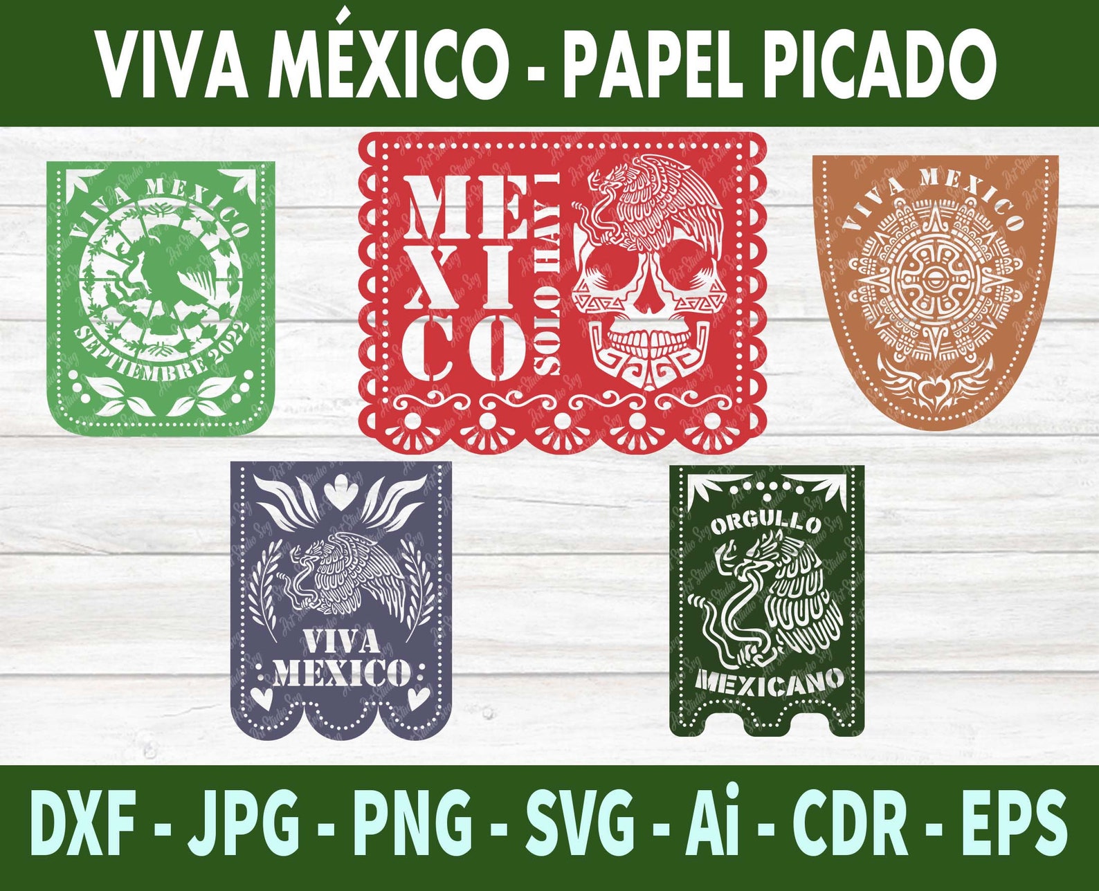 PAPEL PICADO SVG Viva Mexico Svg Papel Picado Svg Bundle - Etsy