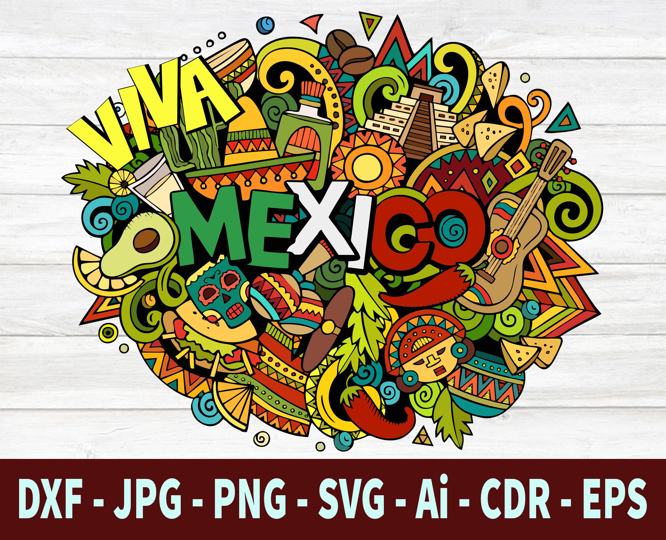 Viva México Svg Clipart Viva Mexico Multi Use File Instant Etsy Canada