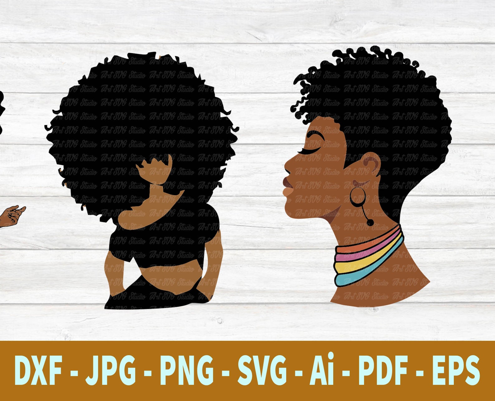 Afro Lady SVG Bundle Black Woman Clipart Afro SVG African - Etsy