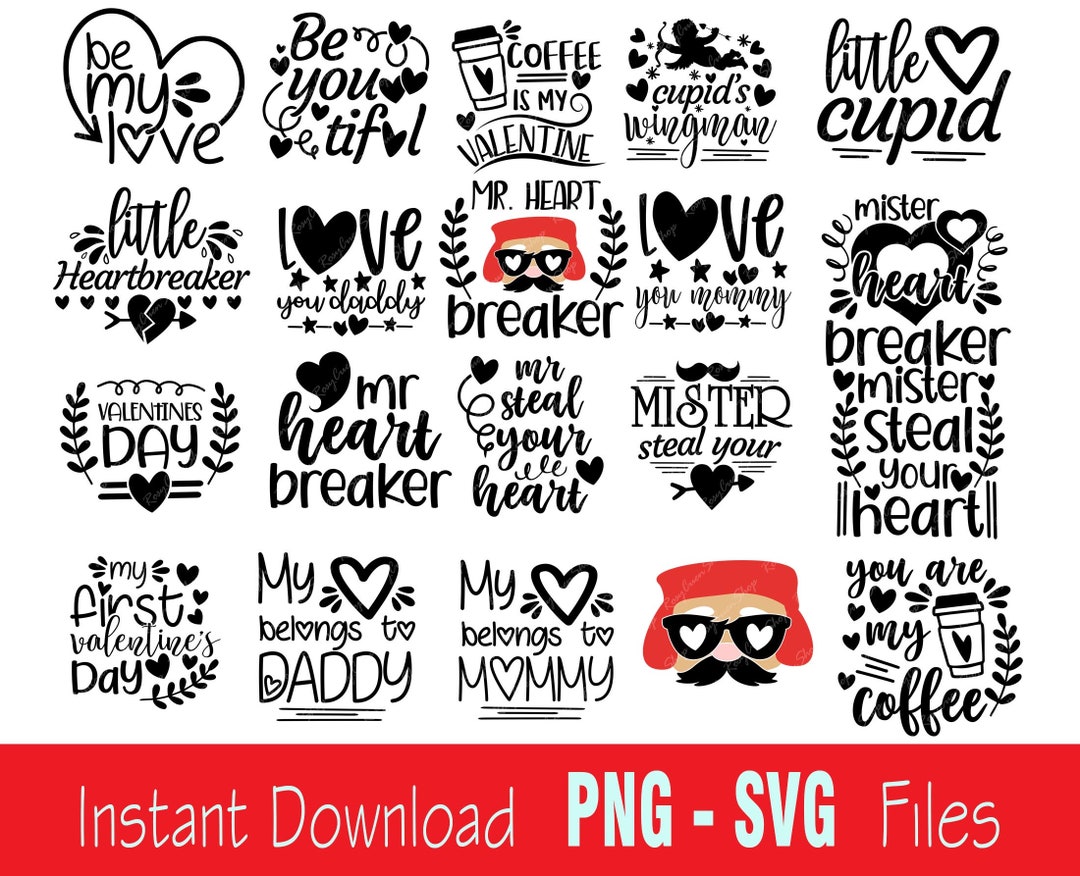Valentine Svg Bundle, Valentines Day Tshirt Designs, SVG Valentines Day ...