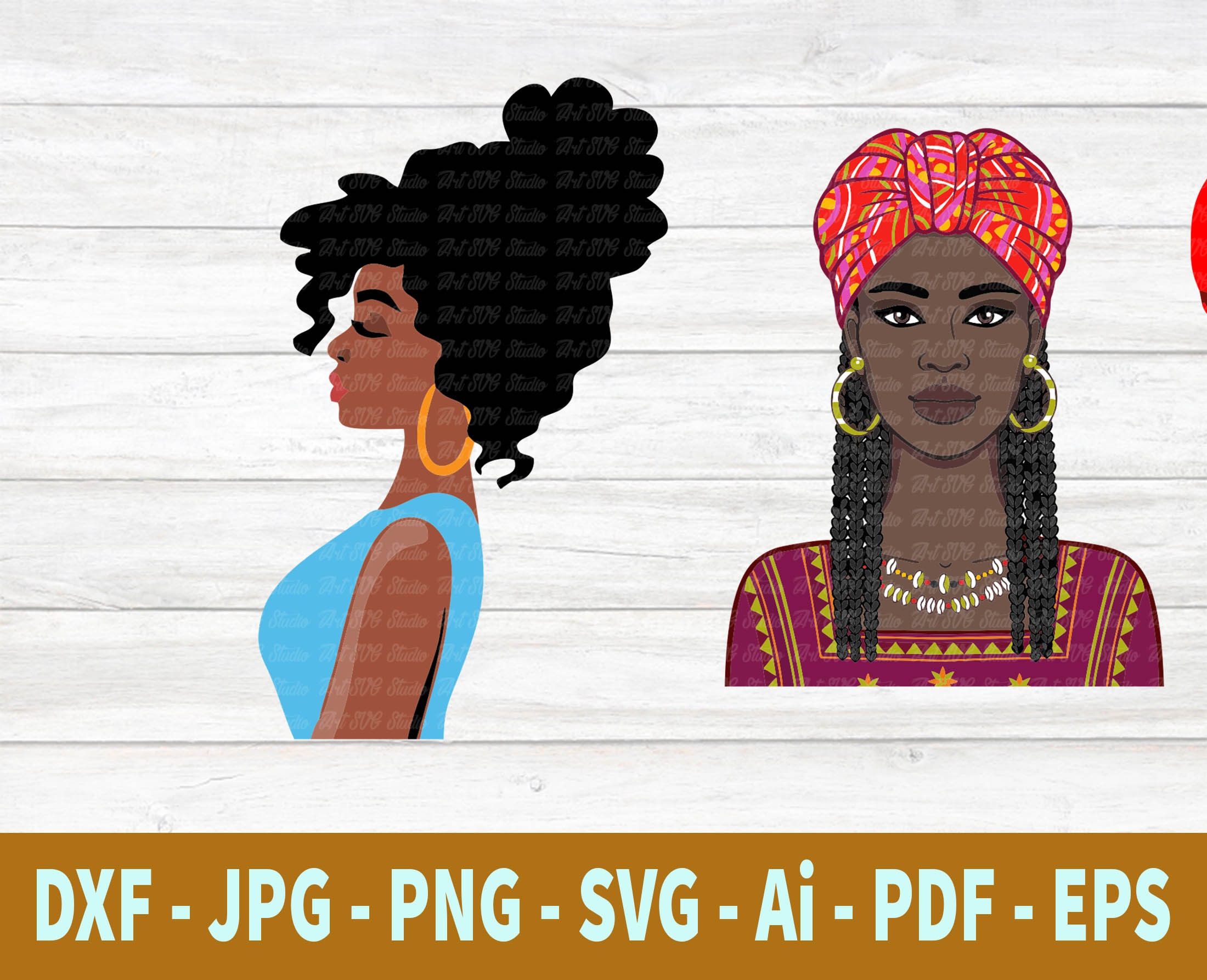 Afro Lady SVG Bundle Black Woman Clipart Afro SVG African - Etsy