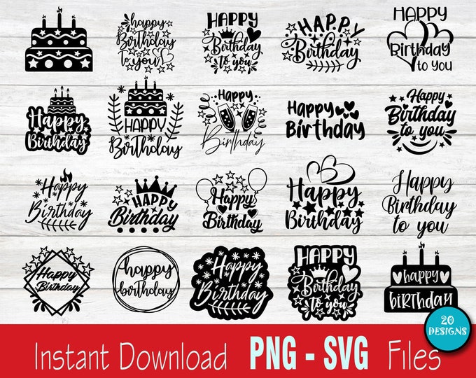 Alles Gute zum Geburtstag svg Bundle hand beschriftet - Geburtstag svg ...