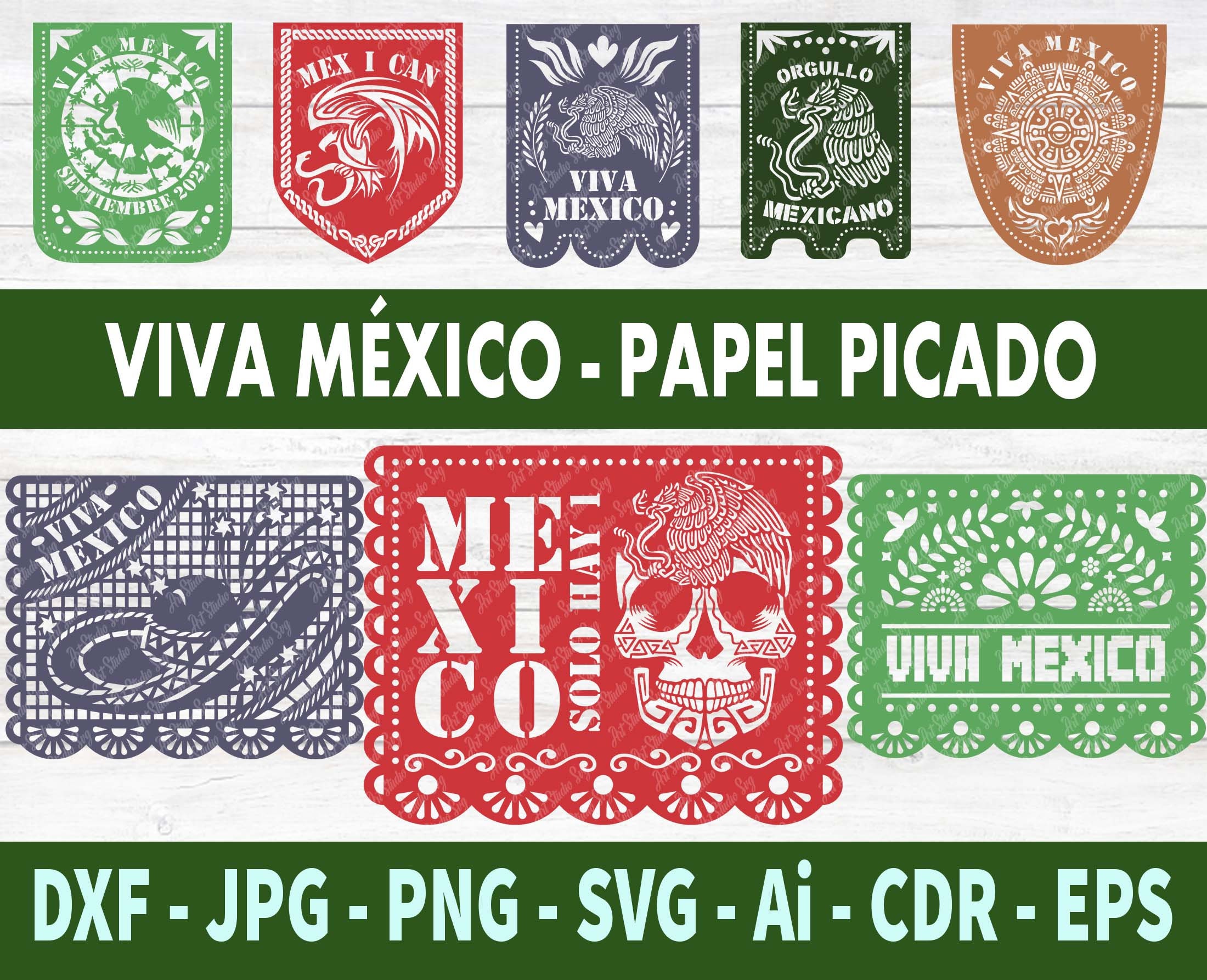 PAPEL PICADO SVG Viva México Svg Paquete Papel Picado Svg - Etsy México