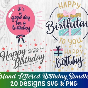 Alles Gute zum Geburtstag svg Bundle hand beschriftet - Geburtstag svg ...