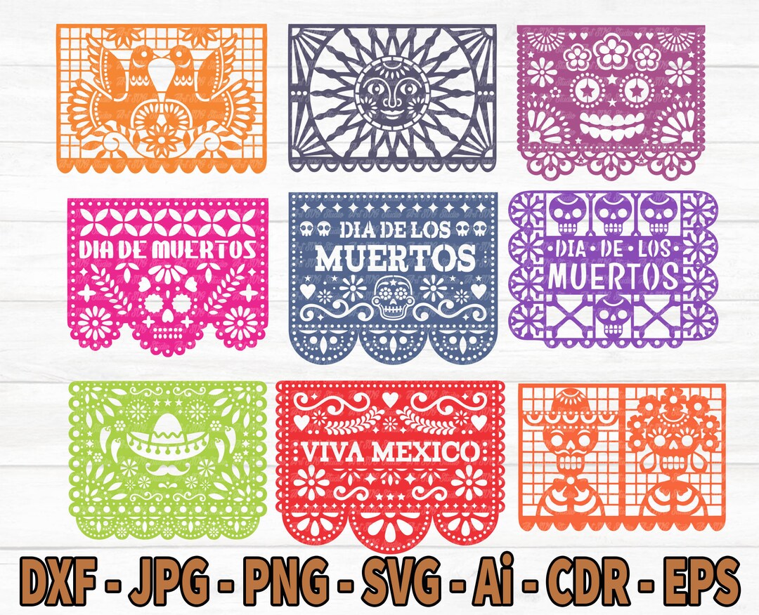 SVG CRICUT Cut Files TEMPLATES - Papel Picado Cake Topper - Papel ...