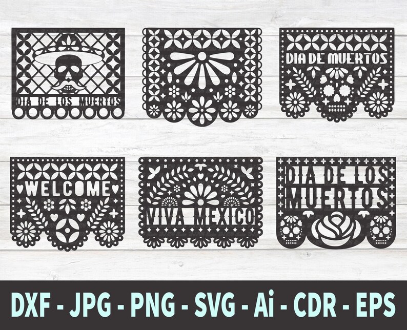 Papel Picado Clipart Mexican Bunting Banner Fiesta Bunting - Etsy