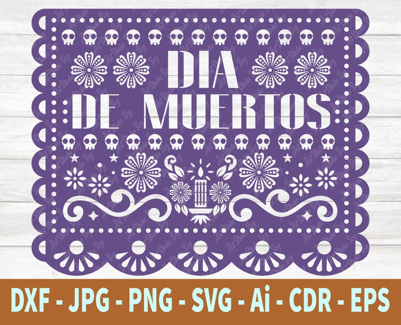 Papel Picado Clipart Laser Cut Files Dia De Muertos Day of - Etsy